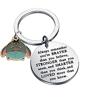 KUIYAI Donkey Quote Gift Always Remember Braver Stronger Smarter Loved Keyring Donkey Mom Dad Gift Donkey Lovers Gift For BFF (DonkeyAlwaysK)