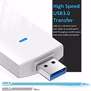 USB WiFi Adapter 1300Mbps USB 3.0 WiFi Dongle Dual Band WiFi Wireless Network Adapter for Desktop Laptop PC, Supports Windows 11/10/8.1/8/7, Mac OS 10.9-10.15, Dual 5dBi High Gain Antennas