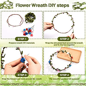 WILLBOND 146 Pcs Flower Crowns Making Kit Flower Crowns Garland Make Your Own Flower Crown Wreath Headbands and Bracelets Craft Kit Handmade Arts and Crafts DIY Floral Crown Garland for Girls Kids