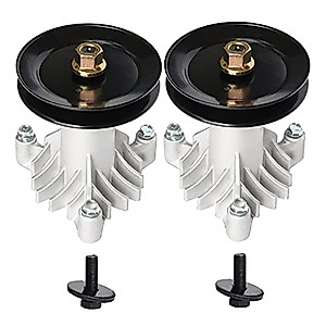 q&p 2 Pieces Garden Tractor 42" Spindle Assembly Bracket with Pulley Replaces 128285, 130794, 133172, 137641, 137645, 532128285, 532130794+Replaces Pulley 153535 Black Colour Pulley Surface