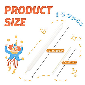 100pcs 260 Balloons Clear Long Skinny Balloons Premium Latex Twisting Balloons Animals Balloons Long Balloons for Tying Balloon Arch Birthday Wedding Party Decorations