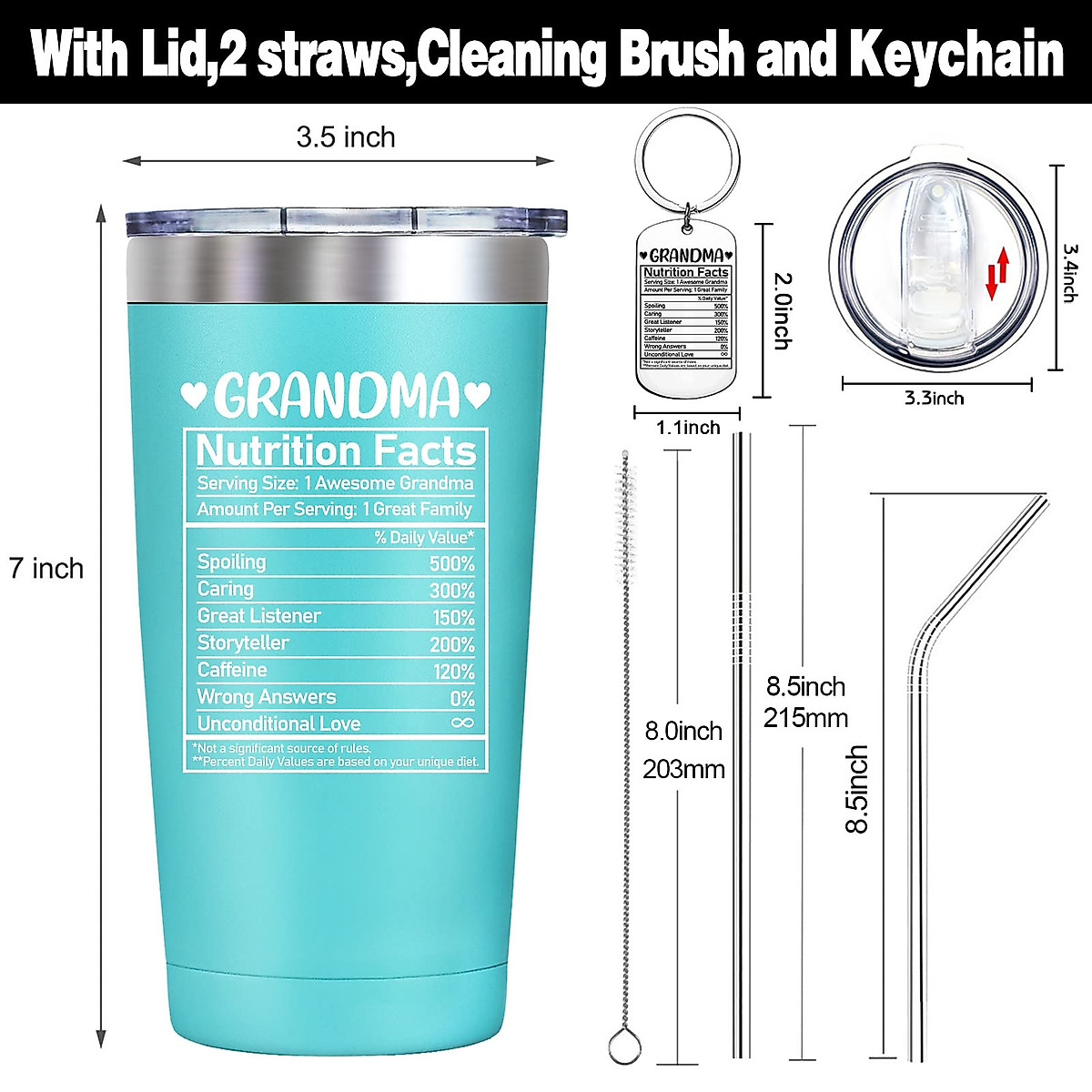 SpenMeta Gifts for Grandma - Great Grandmother Gifts from Grandchildren - Birthday, Christmas, Mothers Day Presents for Granny, Nana, Grammy - Vacuum Insulation Grandma Tumbler