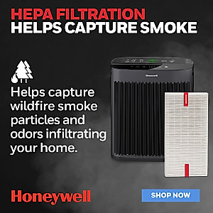 Honeywell HEPA Air Purifier Filter R, 3-Pack for HPA 100/200/300 and 5000 Series - Airborne Allergen Air Filter Targets Wildfire/Smoke, Pollen, Pet Dander, and Dust