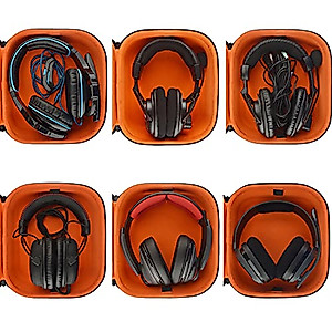 Geekria Shield Gaming Headset Case for Large Over-Ear Headphones, Replacement Hard Shell Travel Carrying Bag with Cable Storage, Compatible with Sony WH-G700, MDR-G300 Headsets (Dark Grey)