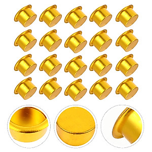 Uonlytech Metal Cup Holder 20Pcs Metal Candle Cup Tea Light Candle Holders Candelabra Votive Pegs for Wedding Centerpieces Table Halloween Christmas Lamp Candle Making Brass Candlestick Holders