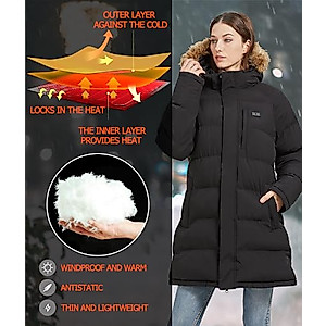 Heated Jackets for Women,Heated Jacket 8 Heating Zones,Long Winter Coats for Women (L)
