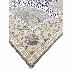 Allen Home Wool Area Rug | Leopard Rug Rust | Traditional Decorative Carpet | Area Rugs Suitable for Bedroom, Living & Dining Room | 100% Wool | 100% Cotton Backing | Octavia Natural (5'X8')