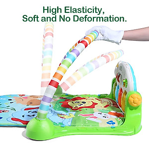 CUTE STONE Baby Gym Play Mat, Play Piano Gym with Tummy Time Activity Mat, Musical Activity Center for Infants Toddlers