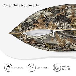 Augenstern Zippered Pillow Protectors Cover Case Mossy-Tree-Camo-Leaf Decorative Throw Pillow Cover Square Cushion Case 16"X16"