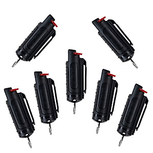 Police Magnum Keychain Pepper Spray Bulk Self Defense Set- Maximum Strength- Belt Clip Safety Key Chains for Women & Men- Made in The USA- 7 Pack Black INJ