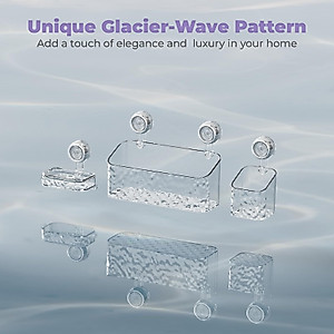 KATIKADDY Shower Caddy Suction Cup, 3 Piece Set Shower Organizer with Soap Dish, No Drilling Shower Shelf for Inside Shower Reusable for Bathroom Kitchen Living Room, Clear