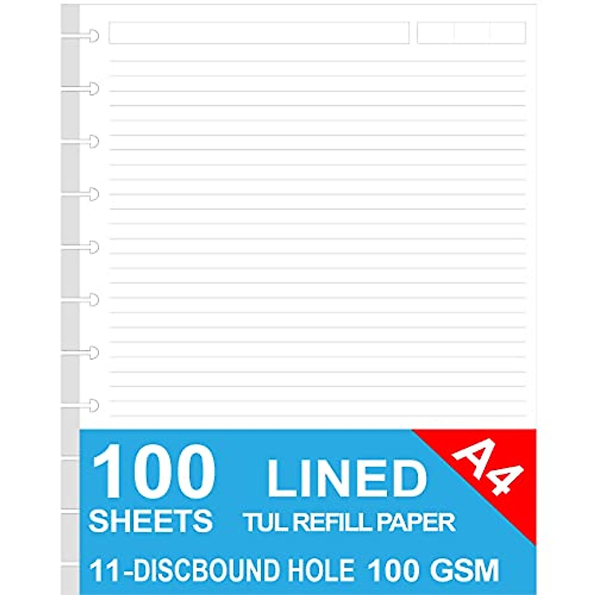 Letter Size Refills Paper, A4 Loose Leaf Paper for TUL Custom Note-Taking System Discbound Notebook Planner Inserts, 100 Sheets/200 Pages, White, 8.5 X 11 Inch
