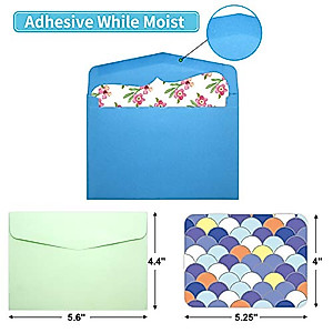 FANCY LAND 40 Single Panel Blank Cards with Envelopes Bright Pattern Watercolor Colorful Greeting Note Cards Office School Home Kids