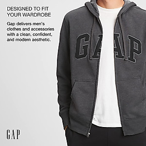 GAP mens Logo Hoodie Zip Sweatshirt, New Charcoal Grey, XX-Large US