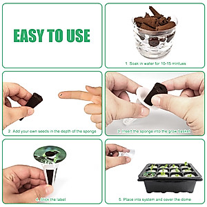 YARKHI 200 Pcs Seed Pods Kit Compatible with Aerogarden, Hydroponics Garden Accessories for Starting System, Plant Pod Including 50 Grow Sponges, Baskets, Domes and Labels