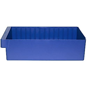 Akro-Mils 31118 AkroDrawer Stackable Plastic Storage Drawer Storage Bin, (17-5/8-Inch x 11-1/8-Inch x 4-5/8-Inch), Blue, (4-Pack)