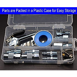 YOTOO Air Compressor Accessor Kit, Heavy Duty 20-Piece 1/4" NPT Air Tool Kit with 100 PSI Tire Inflator Gauge, Air Blow Gun and Air Hose Fittings
