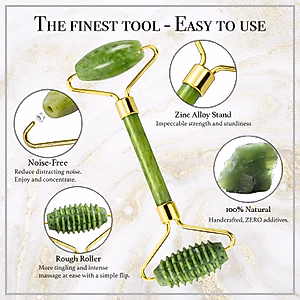 XPECIAL Gua Sha & Jade Roller 3 in 1, Face Roller, Guasha Facial Massage Skin Care Tool Set, Massager for Removal of Wrinkles & Eye Puffiness, Anti-Aging & Body Relaxation