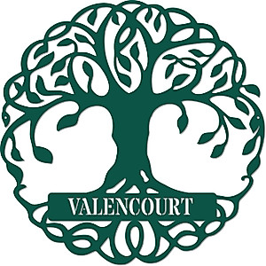 Tree of Life Personalized Metal Wall Sign | Custom Metal Name Sign | Personalized Last Name Sign | Door Hanger | Indoor Outdoor Metal Wall Decor Sign | Wedding Gift | Family Monogram Sign Made in USA