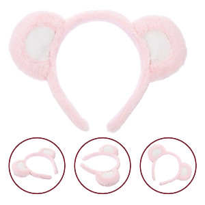 Beatifufu Bear Ear Headband Animals for Cow Makeup Bag Black Scrunchies for Hair Ears Headband Adult Plush Ear Hair Hoops Jungle Animal Cosplay Cloth Hair Decor Cartoon Female Hairband