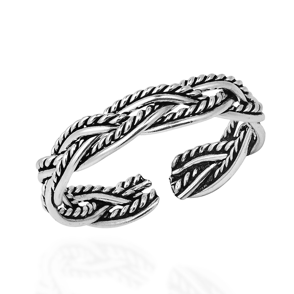 AeraVida Oxidized Celtic Weave Design Sterling Silver Toe Ring or Pinky Ring | Celtic Toe Rings for Women Sterling Silver | Sterling Silver Adjustable Toe Ring | Unisex Toe Ring