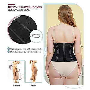 LODAY Waist Trainer for Women Breathable Mesh Crossover Waist Cincher Seamless Tummy Control Corset Shapewear Body Shaper (Black(Zipper & Hook), XX-Large)
