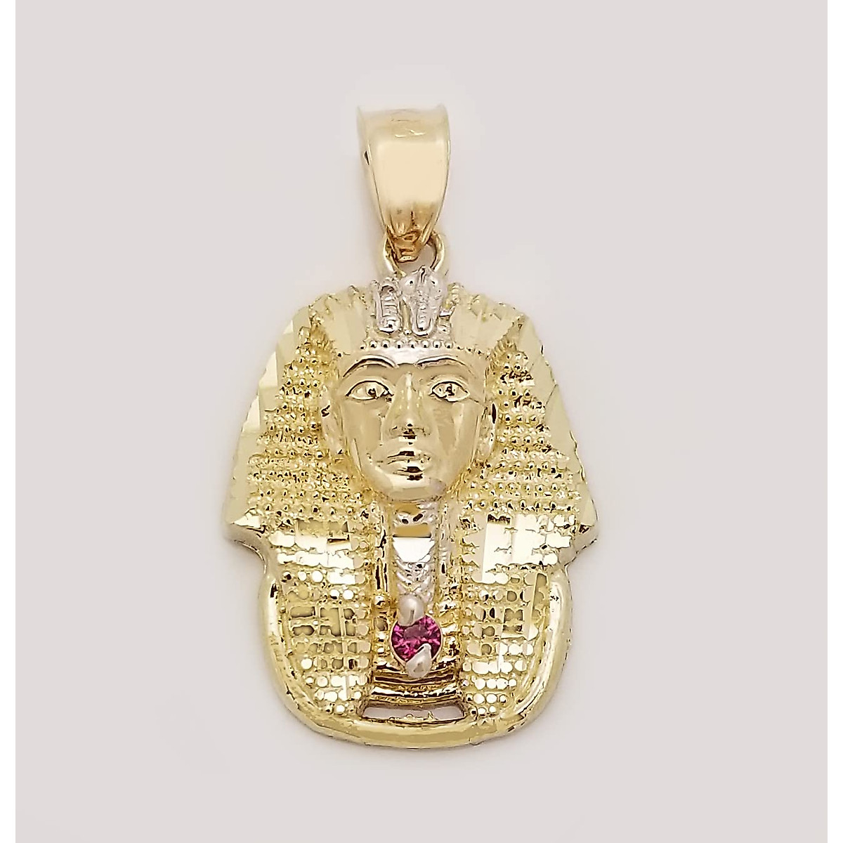 AMZ Jewelry 10k Yellow Gold Egyptian Pharaoh Pendant Gold Pharaoh Head Charm For Necklace