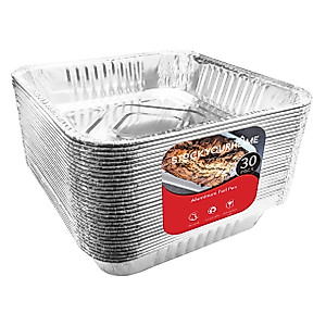 Stock Your Home 9x9 Aluminum Foil Pans - 8.75" L Rim (30 Pack) Square Tins for Toaster Oven- Cooking Lasagna, Casserole, and doing Food Prep - Disposable Baking Pan for Cake or Brownie Dish