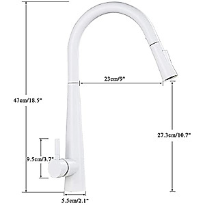 Yalsfowe White Kitchen Faucet with Pull Down Sprayer Touch On Kitchen Faucet Smart Sensor Kitchen Faucet, Modern Faucets for Kitchen Sinks Single Handle Single Hole