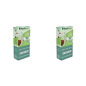 FoodSaver Easy Fill 1-Quart Vacuum Sealer Bags | Commercial Grade and Reusable | 16 Count, Clear (Pack of 2)