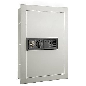 In-Wall Safe - Home or Business Safe with LED Keypad and 2 Manual Override Keys - Protects Cash, Jewelry, Passports, and More by Paragon Safes (Cream)
