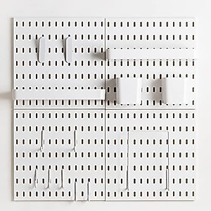 MULSAME Pegboard Combination Kit, Wall Mounted Storage Set with 4 Pegboards & 14 Accessories Hanging, White Peg Boards Organizer for Walls Display, Crafts Organization, Kitchen Organizer, 22" x 22"