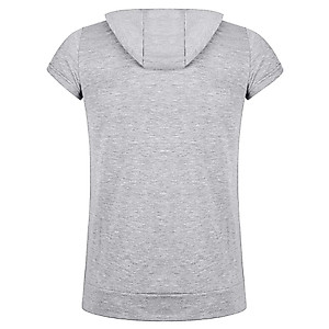 Poriff Mens Workout Running Shirts Sleevles Hoodies Plain Workout Tank Tops Grey S