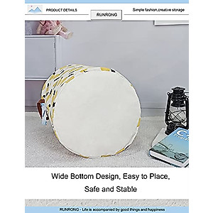 RUNRONG Large Size Round Storage Basket Foldable Waterproof Canvas Laundry Hamper with Handles Nursery Organizer for Bedroom /Living Room/Bathroom(RUN Round Orange)