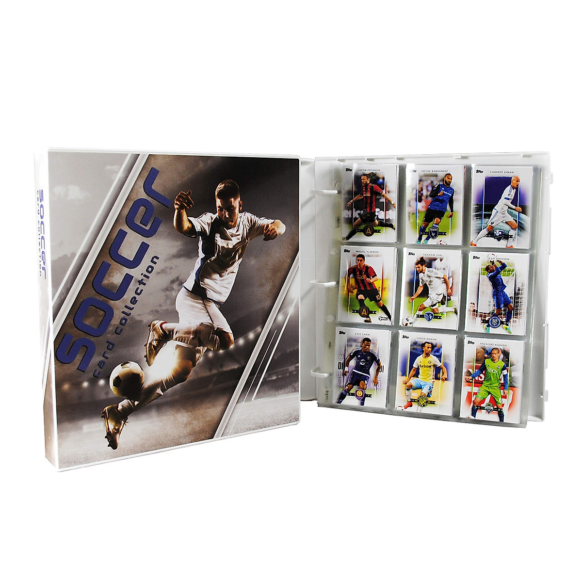 Soccer Card Binder For Trading Cards - Case Comes With 10 Platinum Series Trading Card Pages - Additional Pages Can Be Added - UniKeep Branded Binder is Fully Enclosed to Keep Cards Clean and Secure