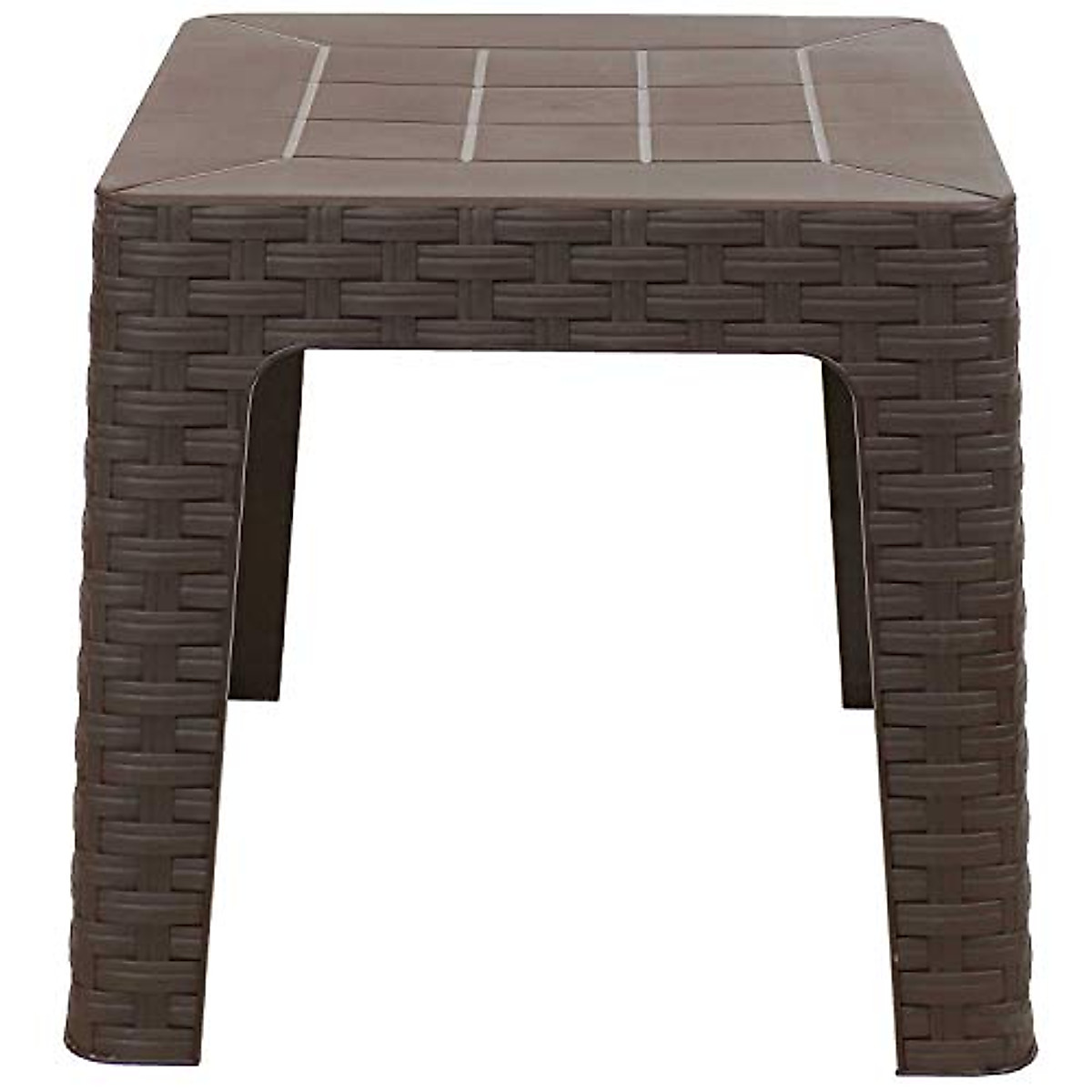 Sunnydaze 18-Inch Square Indoor/Outdoor Plastic Side Table - Set of 2 Tables - Brown