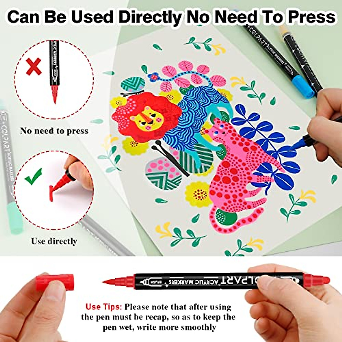 colpart 36 Colors Dual Tip Acrylic Paint Pens Markers,Premium Acrylic Paint Pens With Medium Tip and Brush Tip for Rock Painting,Wood,Canvas,Acrylic Paint Markers For DIY Crafts Christmas Gift