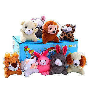 ThinkMax 24 Pack Mini Plush Animals Toy Assortment, Small Stuffed Animals in Bulk for Kids Party Favor, Easter Eggs Fillers