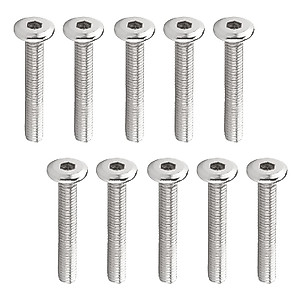 MroMax 20Pcs M6 x 40mm Flat Head Hex Socket Cap Screws Bolts, Nickel Plated Carbon Steel Fully Threaded Furniture Screws for Assemble Cabinets, Baby Beds, Tables and Chairs