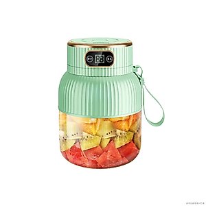 Generic Portable Blender with 10 Blades,Mini Smoothie Blender 600ml,Fruit Juice Mixer,Intelligent Digital Display Juicer Cup With Self-cleaning Function,USB Traveling Fruit Veggie Juicer, green
