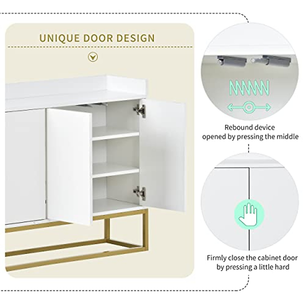 Merax Modern Sideboard Elegant Buffet Cabinet with Large Storage Space for Dining Room, Entryway, White