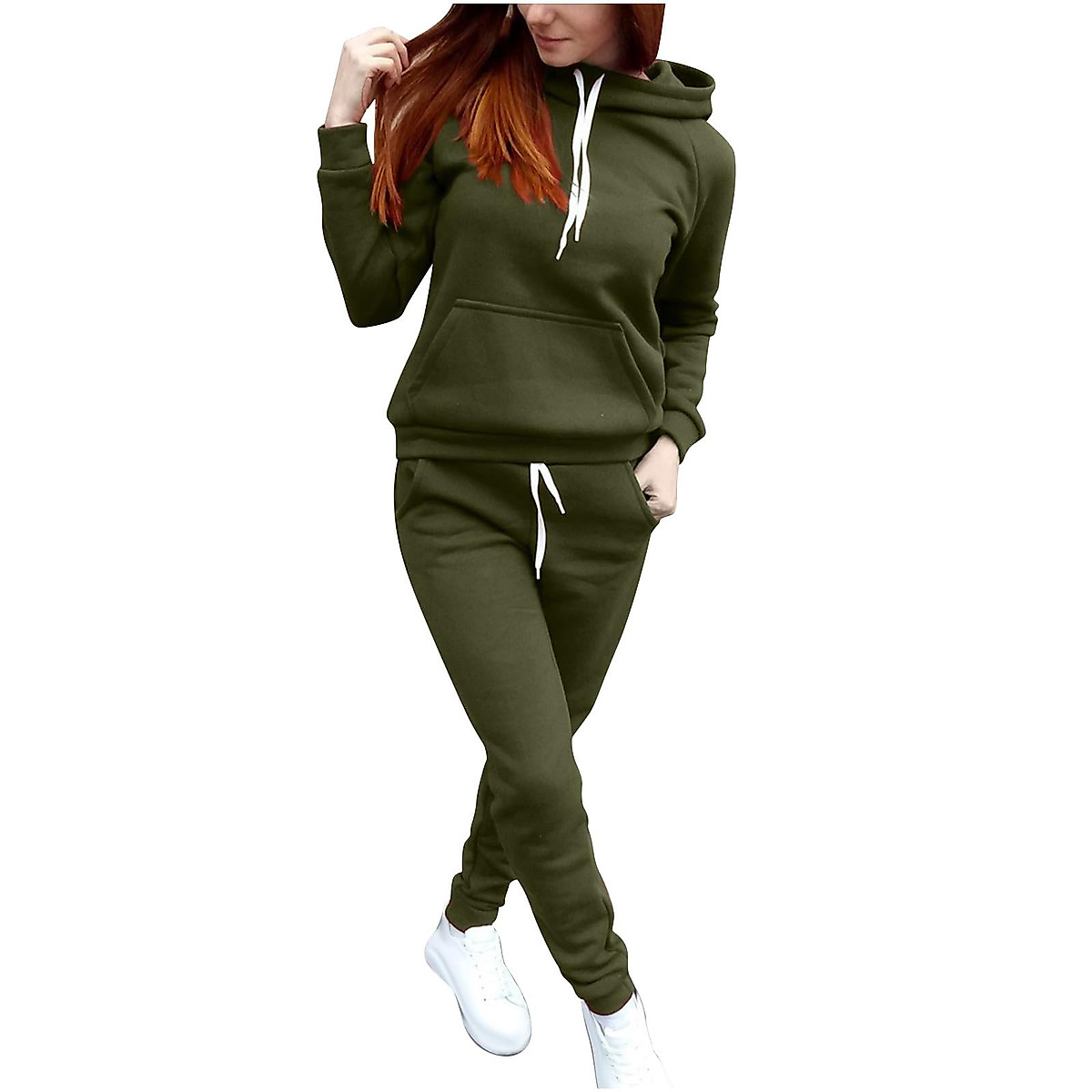 Sweatsuits for Women Set 2 Piece Long Sleeve Hoodie Sweatshirt and Drawstring Jogger Pants Fall Outfits Trendy
