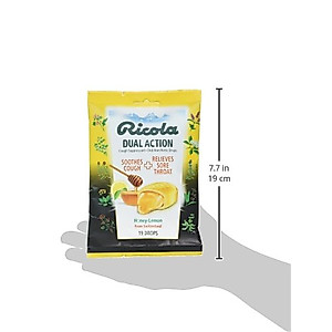 Ricola Dual Action Honey Lemon Cough Drops, 19 Count