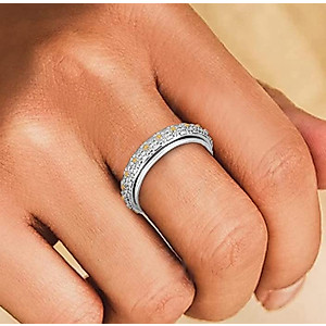 Daisy Rotating Ring Double Color Women Fashion Trend Flower Full Diamond Zircon Ring Ladies Jewelry Diamond Rings for Women