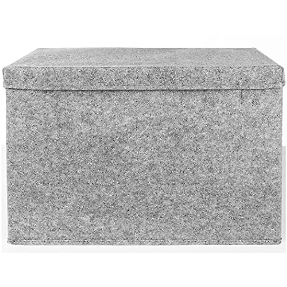 Sammy & Lou Collapsible Felt Soft Toy Box for Toddlers Toy Storage Organizer with Handles and Hinged Lid, 22 x 14.5 x 15 inches, Light Gray
