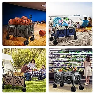 Raynesys Wagon Cargo with Big Wheels, Heavy Duty 440 lbs Folding Beach Carts with Big All-Terrain Wheels