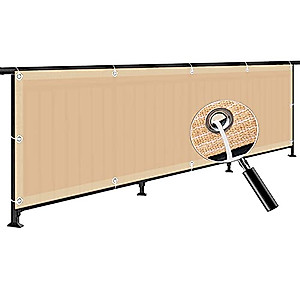 ALBN Balcony Privacy Protective Screens Outdoor Net Fence Sunshade HDPE Weatherproof UV-Proof with Grommets for Yard Wall Garden Backyard (Color : Beige, Size : 0.75x5m)