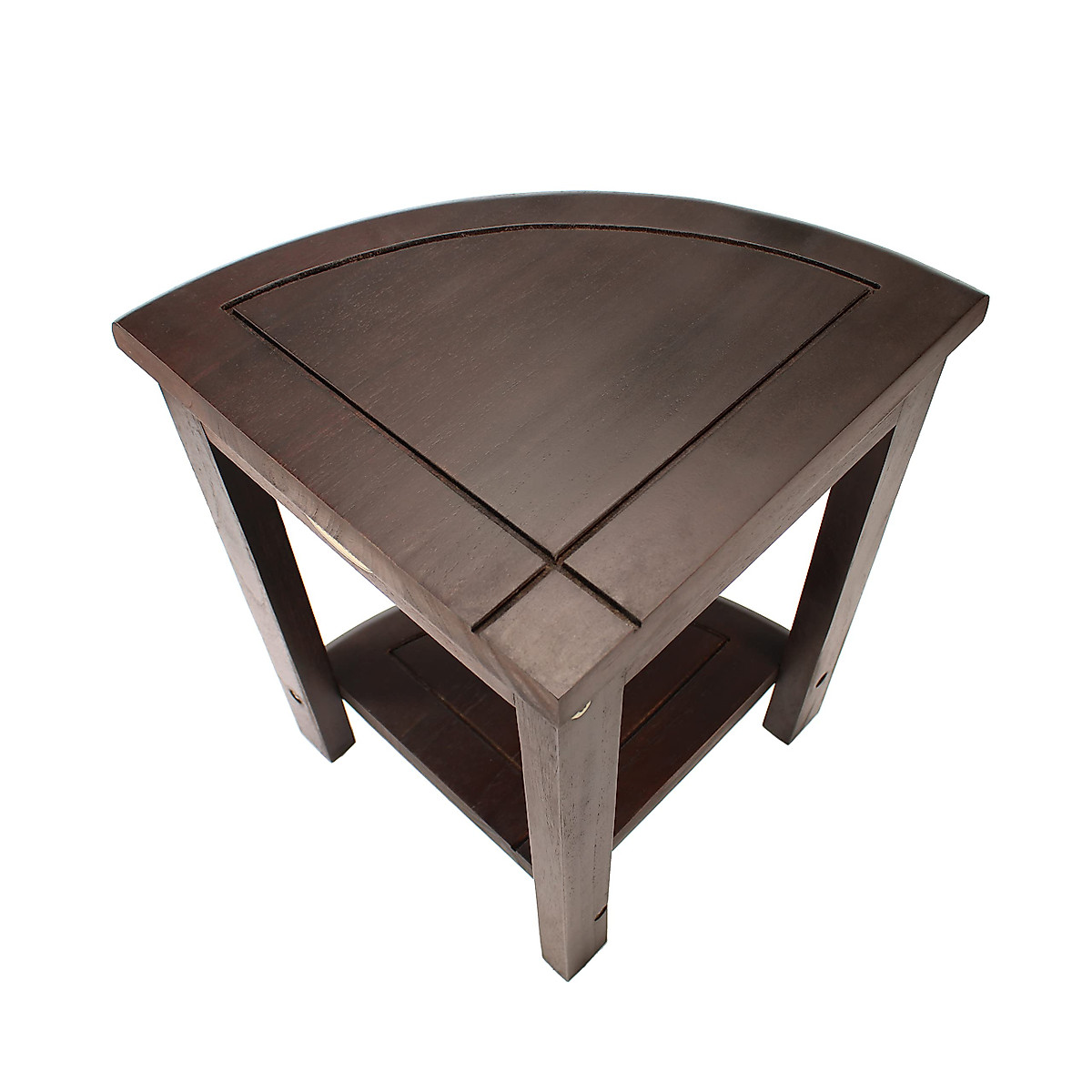 EcoDecors DecoTeak - Teak Snazzy Corner Shower Shelf - Shower Stool for Shaving Legs - Shower Foot Stool - Teak Shower Stool - Corner Shower Stool - Small Shower Stool