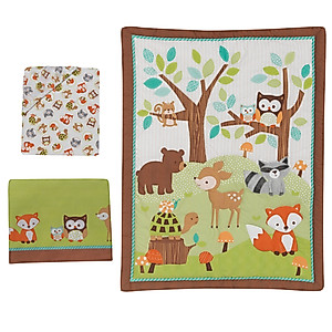 Bedtime Originals Friendly Forest Woodland, 3 Piece Bedding Set, Green/Brown