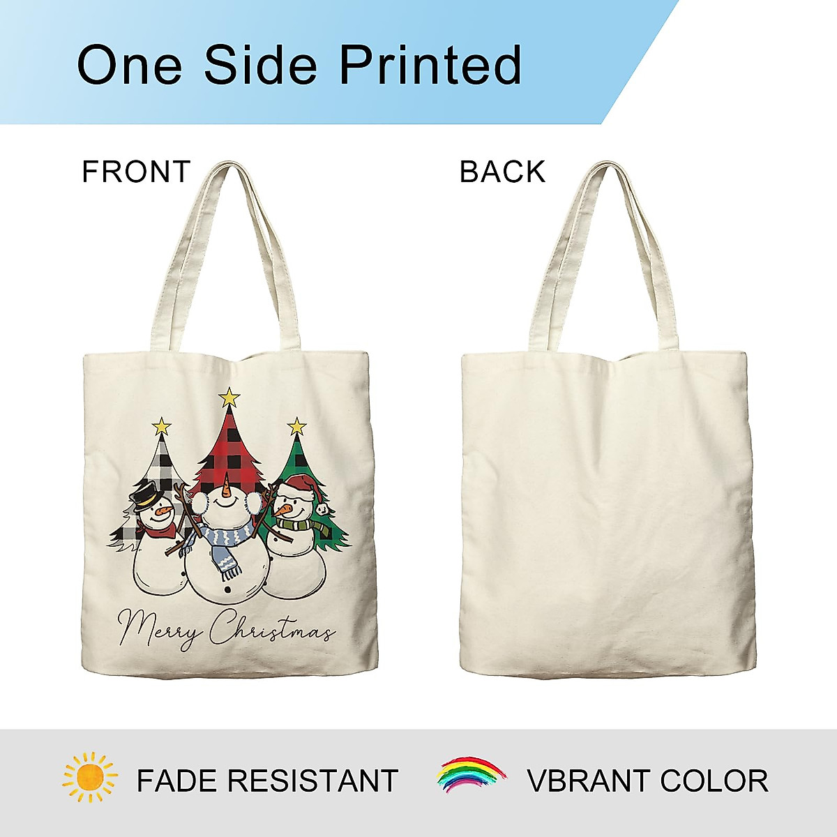 Dlzdn Christmas Snowman Canvas Tote Bag For Women Aesthetic Merry Christmas Cute Snowman Tote Bag Shopping Grocery Bag Beach Bag Gifts for Women Teacher Bag Reusable Grocery Bag